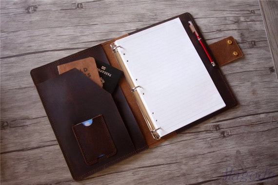 Personalized Leather Portfolio Planner Moleskine Notebook | Etsy