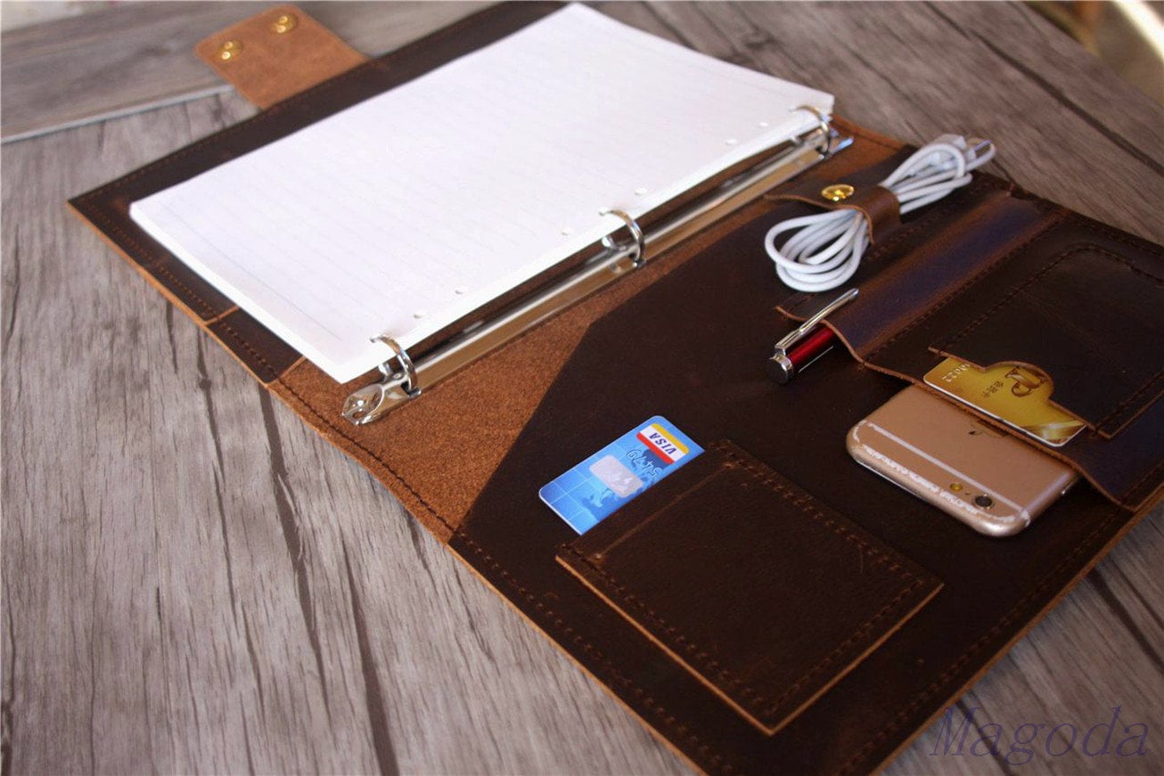 Leather Folder Portfolio Women Personalized Planner Travel | Etsy