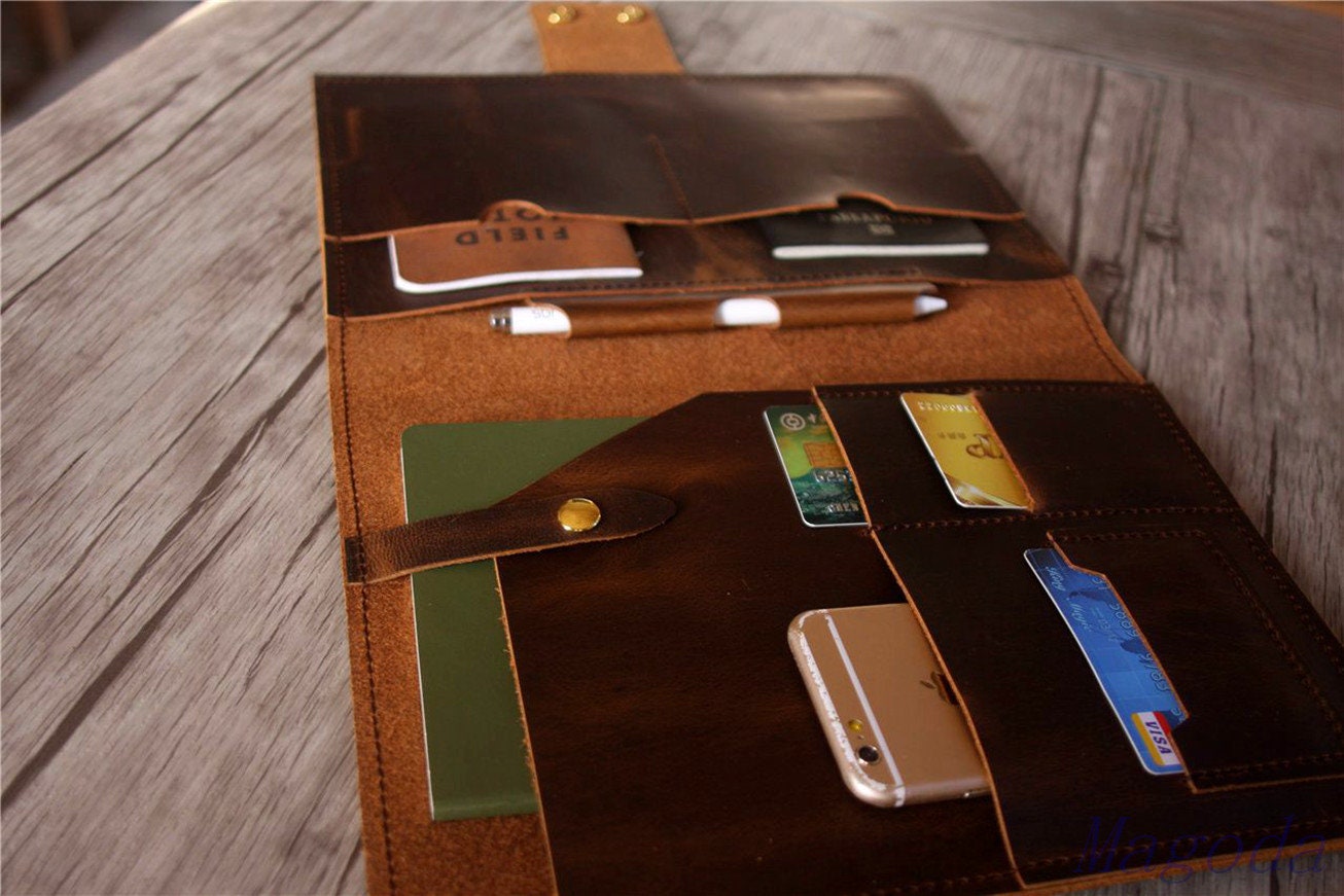 Brown Mens Leather Portfolio Folder Personalized A5 Planner | Etsy