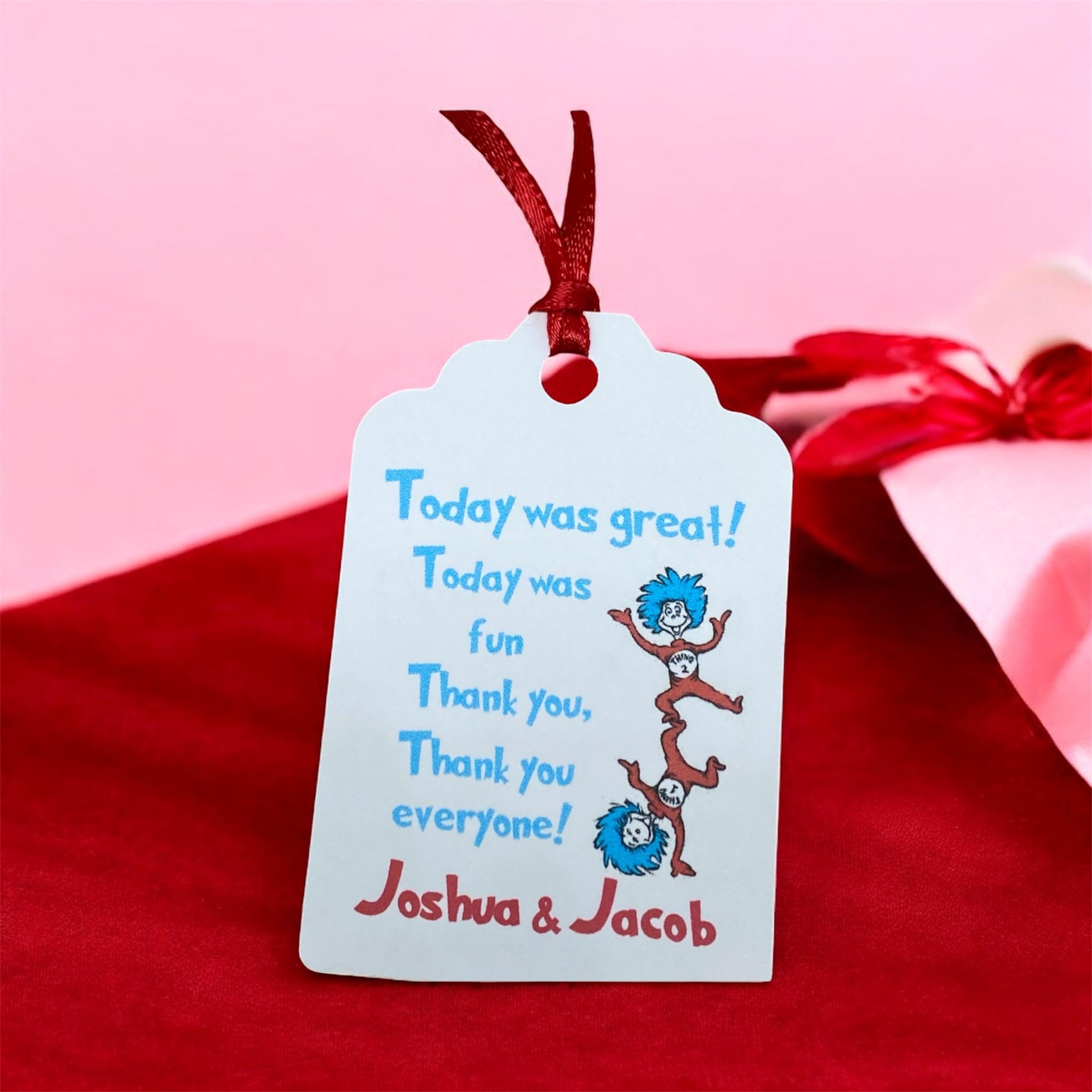 Dr Seuss Tags, Thing 1 Thing 2 Tags, Dr Seuss Favor Tags 2.5lx1.8w ...