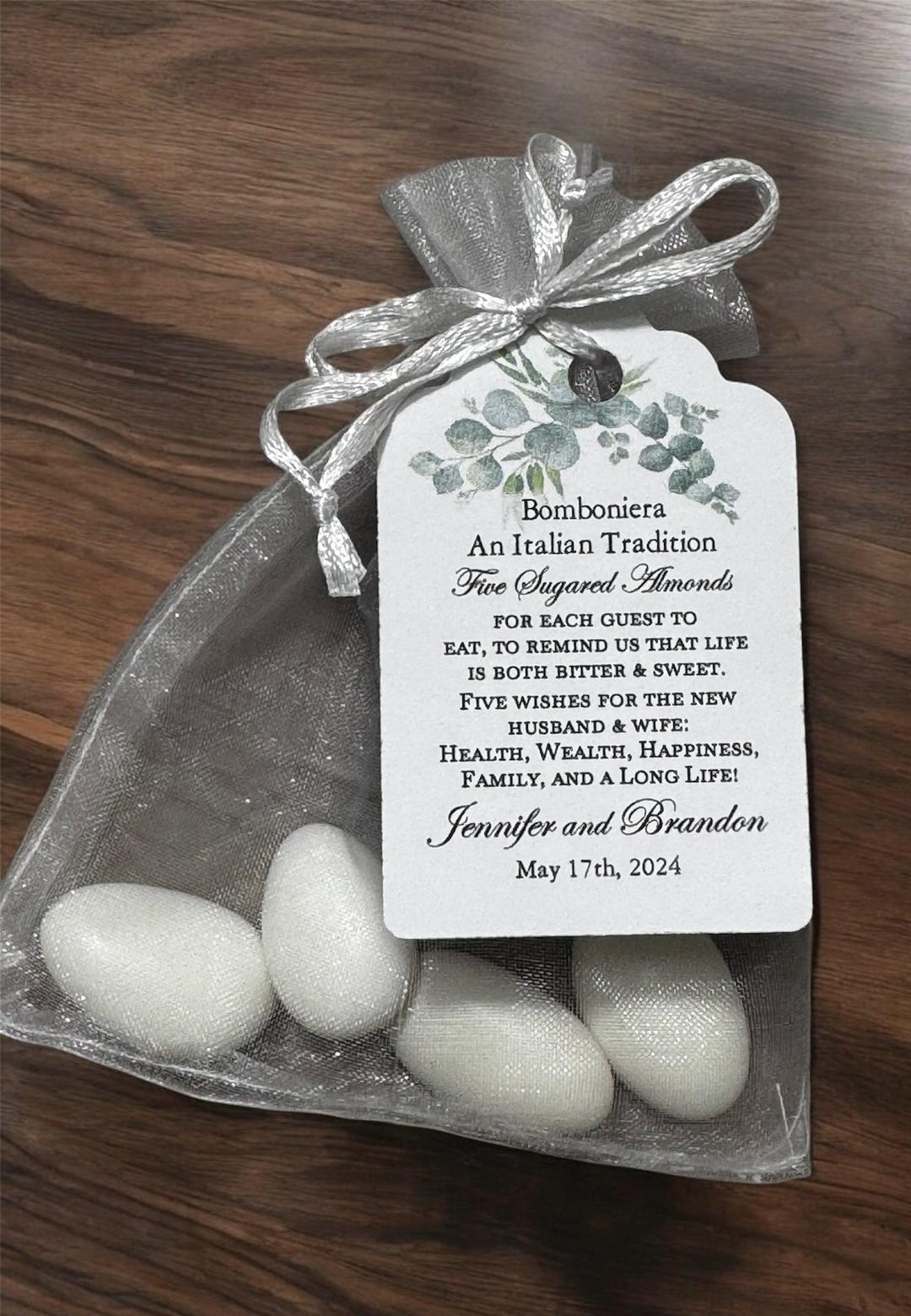 Jordan Almond Favor Tags | Wedding Bomboniere | Greek Wedding | Koufeta ...