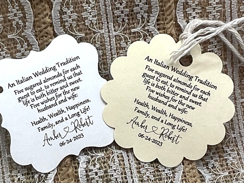 Jordan Almond Favor TAGS, Wedding Tags, Koufeta Tags, Greenery Tags ...