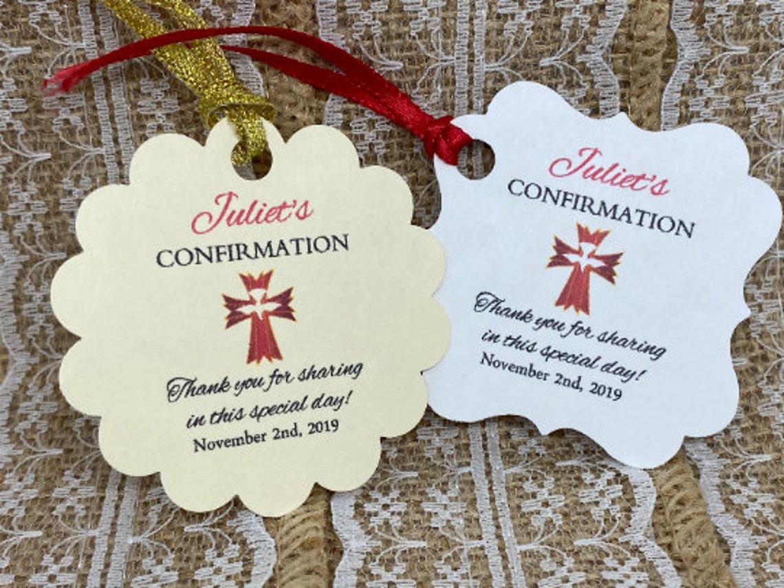 Confirmation Favor Tags Holy Confirmation Gift Tag Thank You - Etsy
