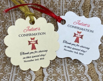 Confirmation Favor Tags Holy Confirmation Gift Tag Thank You | Etsy