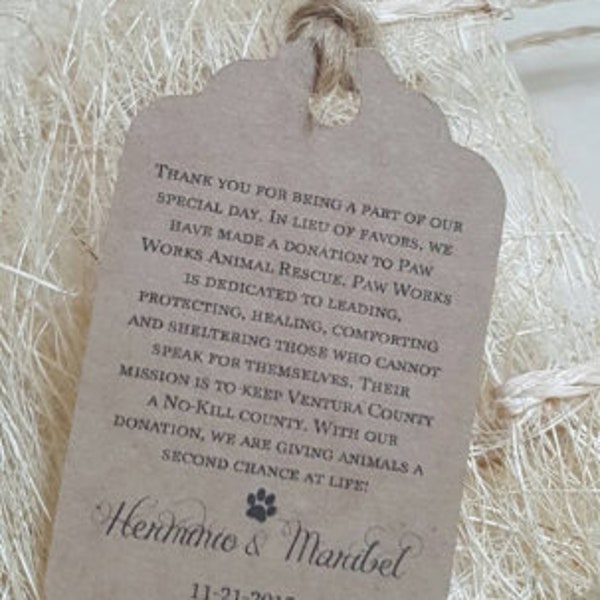 Donation Favor Tag - Etsy