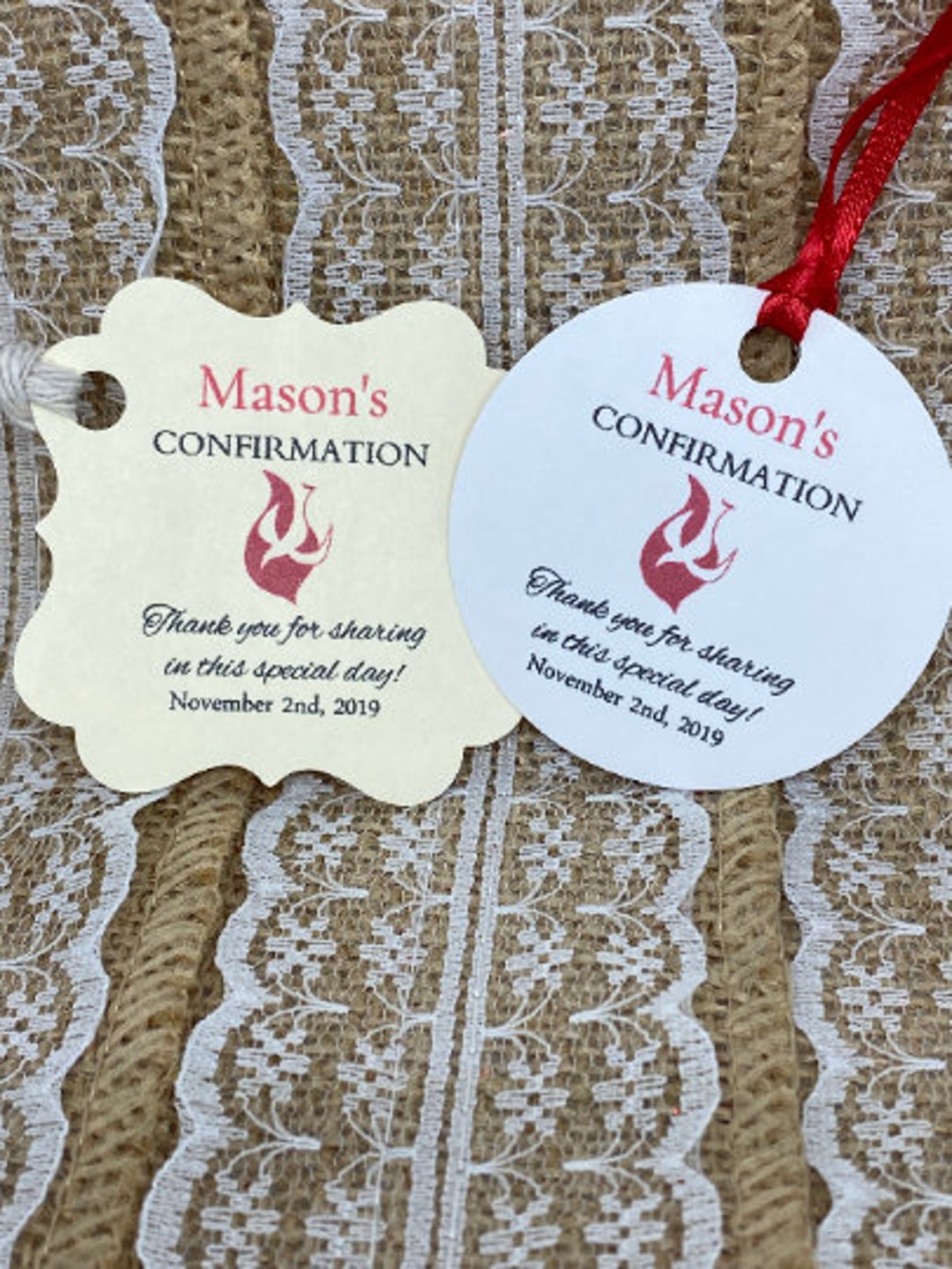 Confirmation Favor Tags, Holy Confirmation Gift Tag, Thank You Tags ...