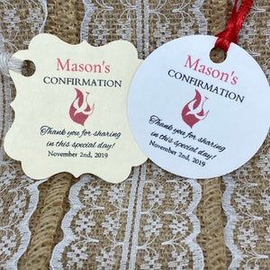 Confirmation Favor Tags, Holy Confirmation Gift Tag, Thank You Tags ...