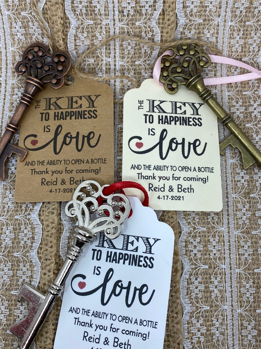 Key Bottle Openers AND Tags, Wedding Favors, Skeleton Key Favors, Key ...