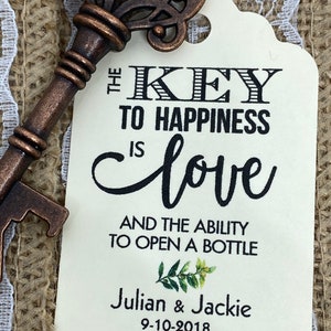 Key Bottle Openers AND Tags, Skeleton Key Favors, Key to Happiness Tags ...