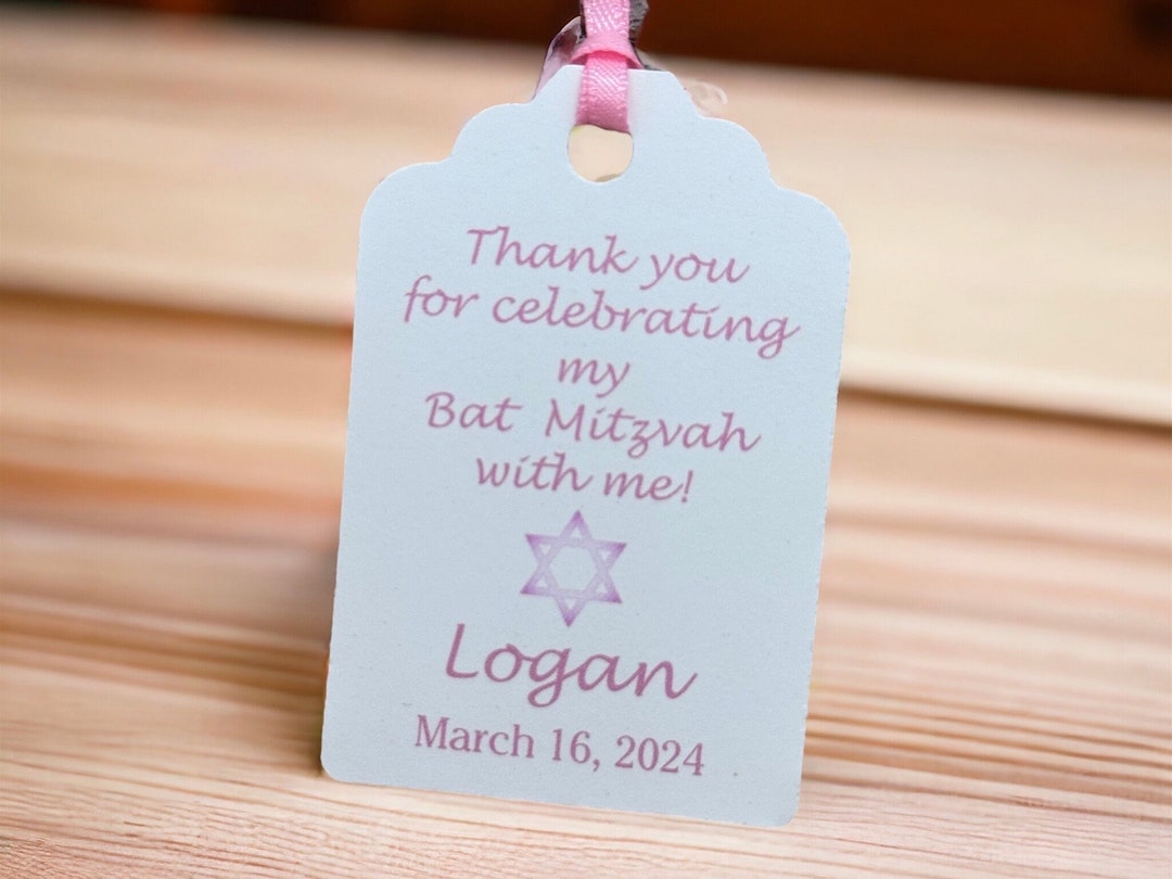 Bat Mitzvah Tags, Thank You Tags, Favor Tags, Gift Tags, Jewish ...