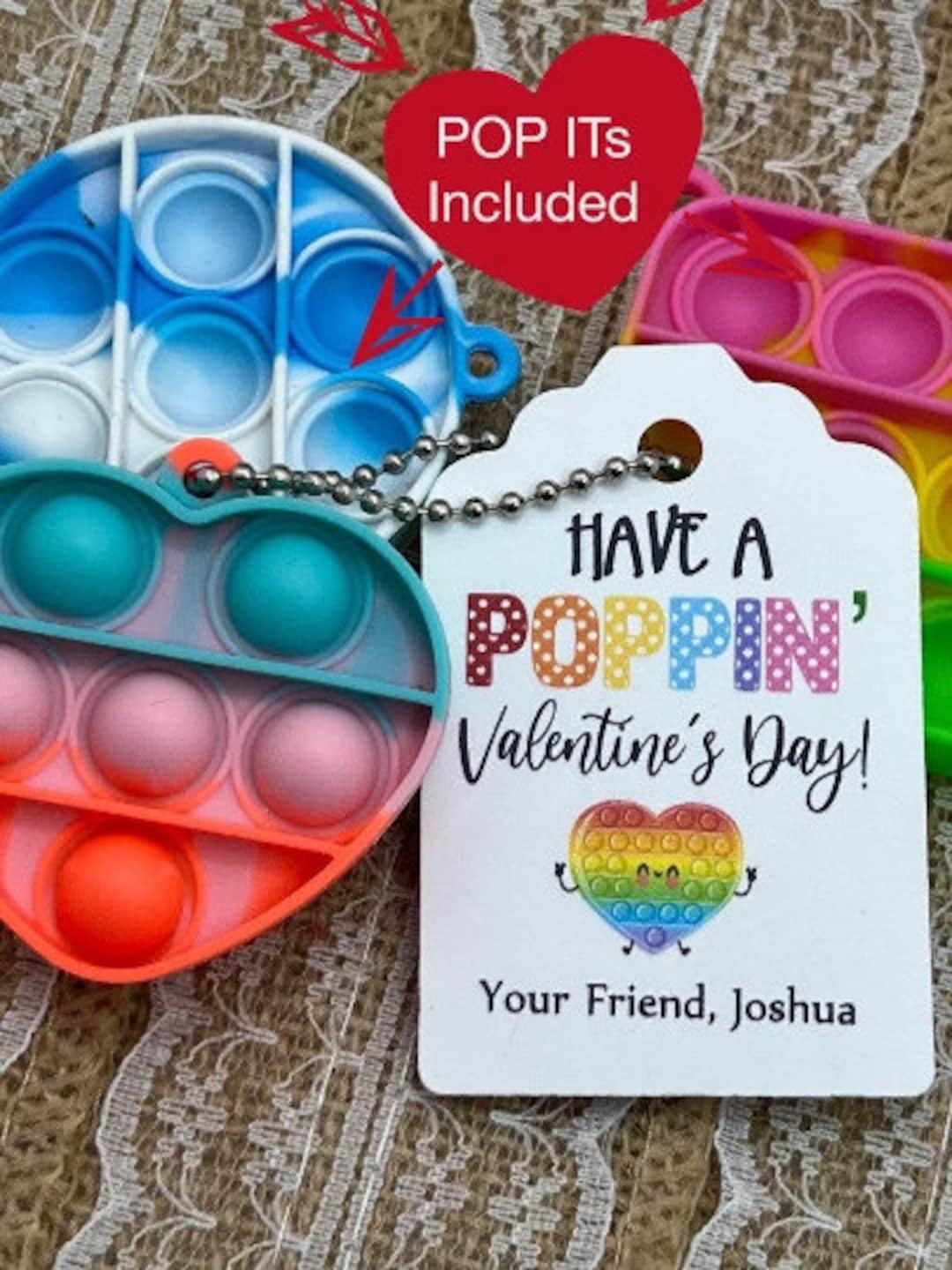 Pop It Valentine Cards, Fidget Valentines Poppin for Boys Girls Kids ...