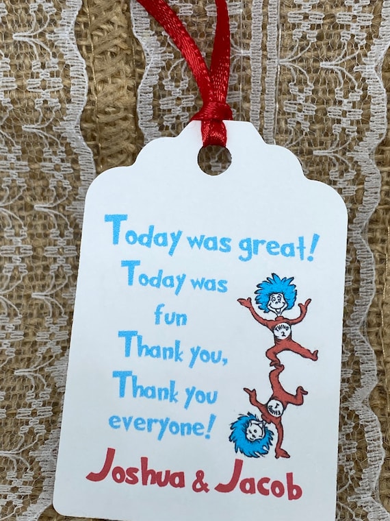 Dr Seuss Tags Thing 1 Thing 2 Tags Dr Seuss Favor Tags - Etsy