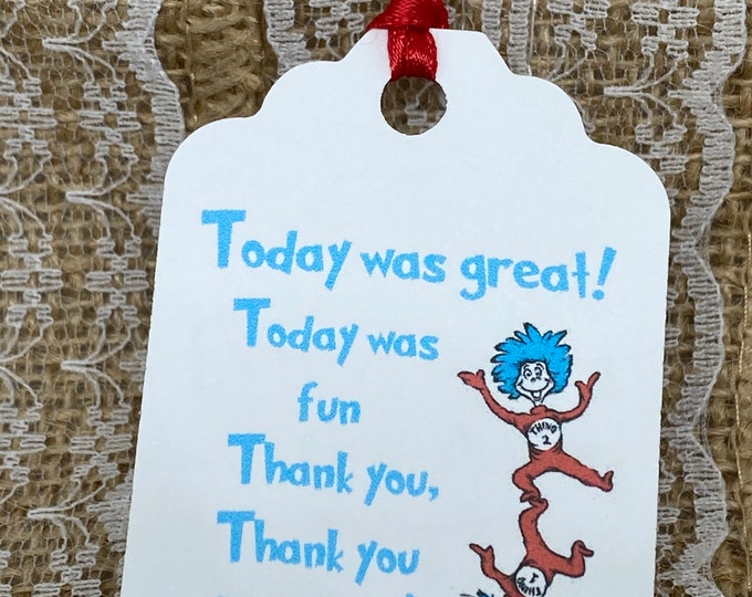 Dr Seuss Tags Thing 1 Thing 2 Tags Dr Seuss Favor Tags | Etsy