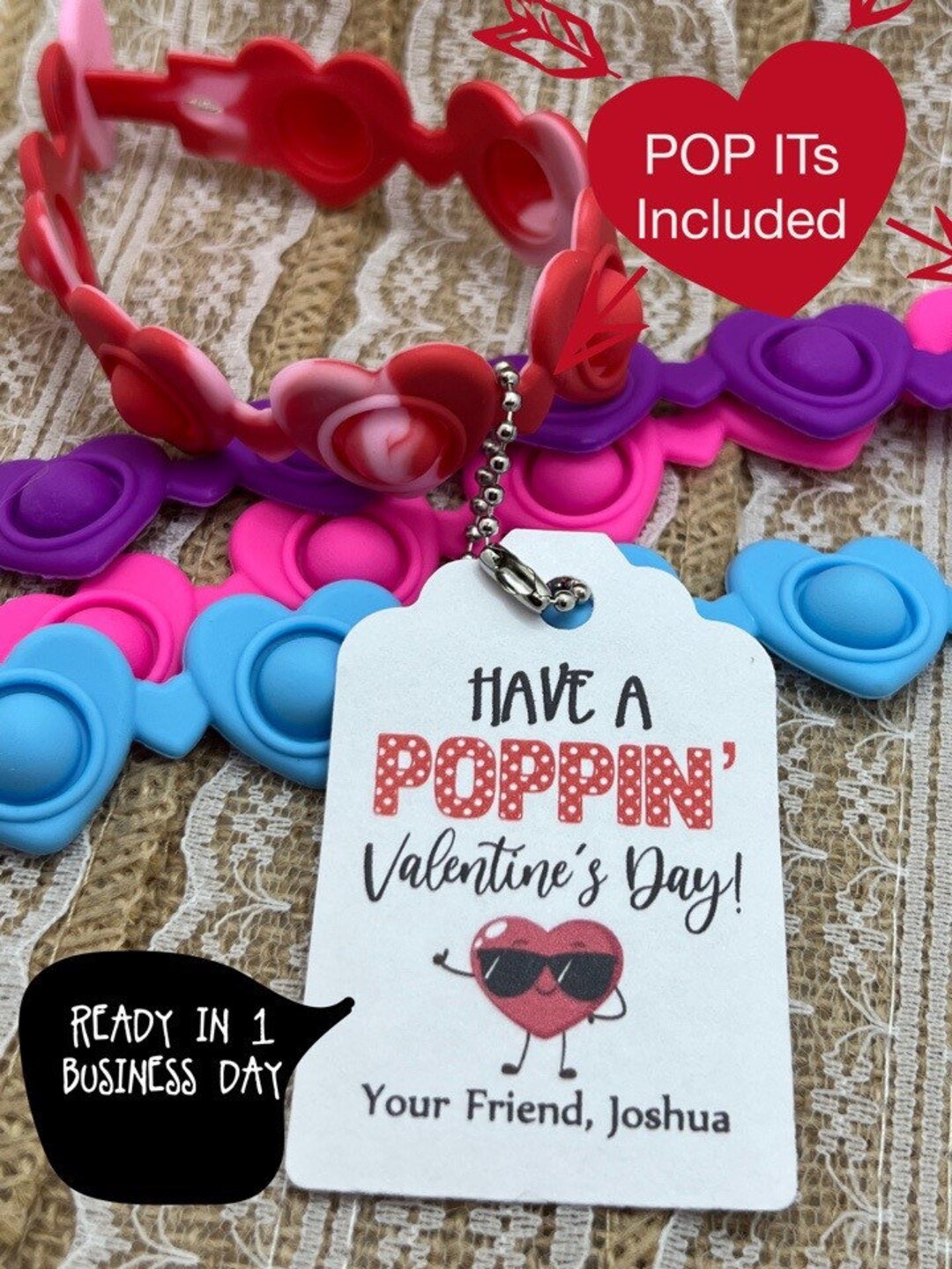 Pop It Valentine Cards, Fidget Valentines Poppin for Boys Girls Kids ...