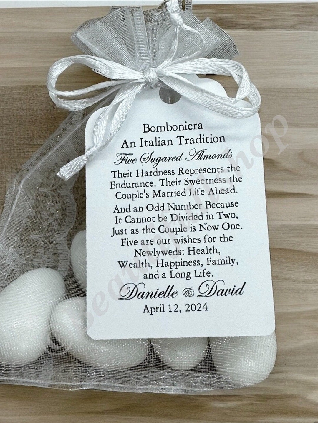Jordan Almond Favor Tags | Wedding Bomboniere | Greek Wedding | Koufeta ...