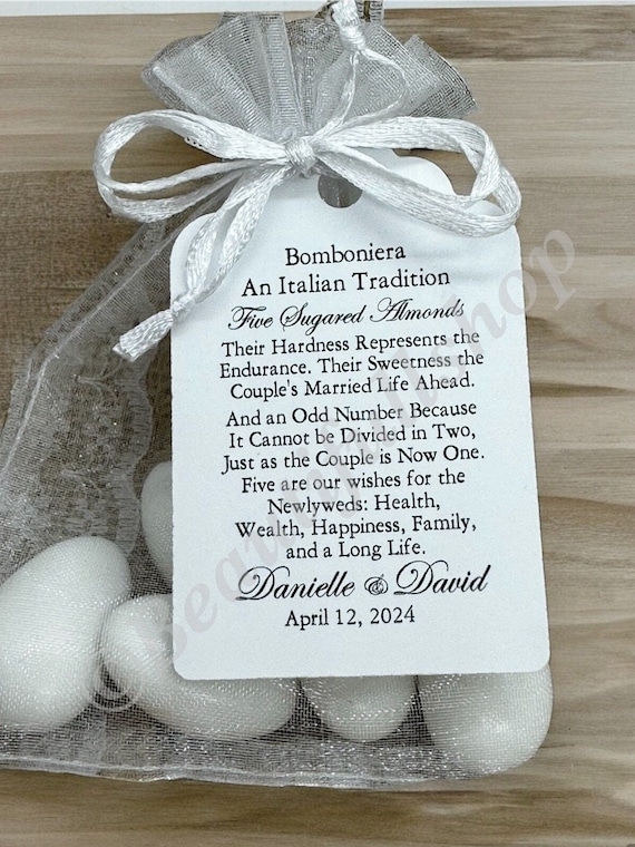 Greek Tradition Almond Poem Tags Jordan Almond Favor TAGS, Wedding
