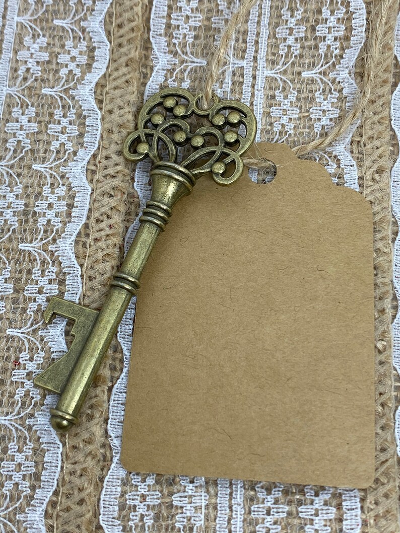 Key Bottle Openers AND Tags, Wedding Favors, Skeleton Key Favors, Key ...