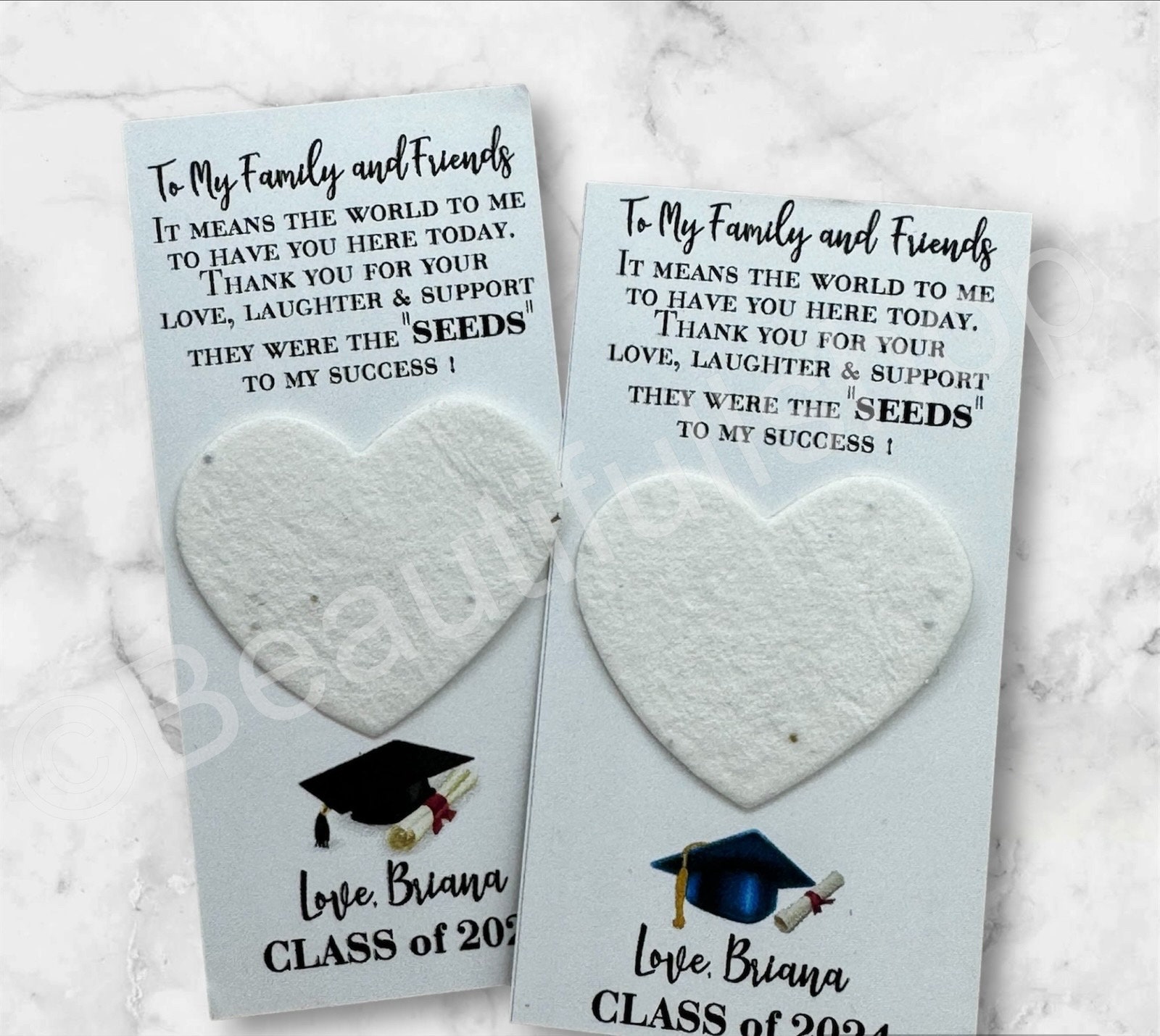 Plantable Heart Seed Graduation Favors With Flower Seed Paper Heart ...