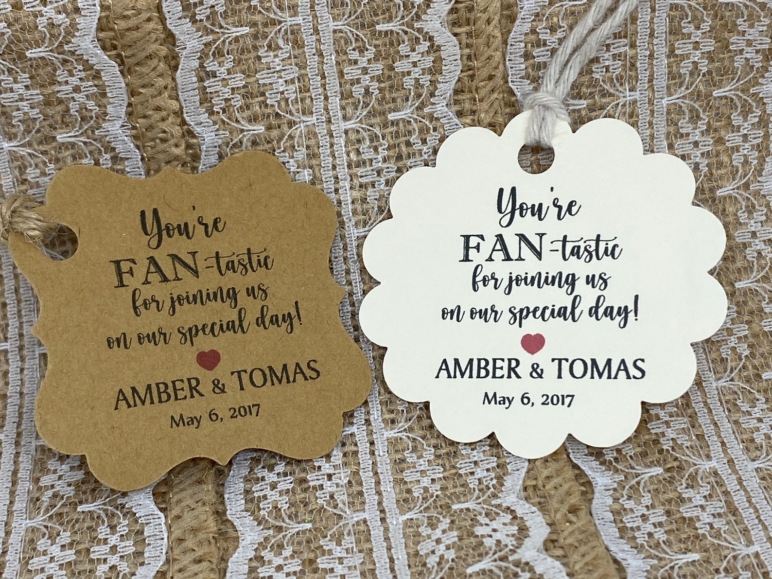 Fan Tags Personalized Favor Tags Wedding Tags Love Thank - Etsy