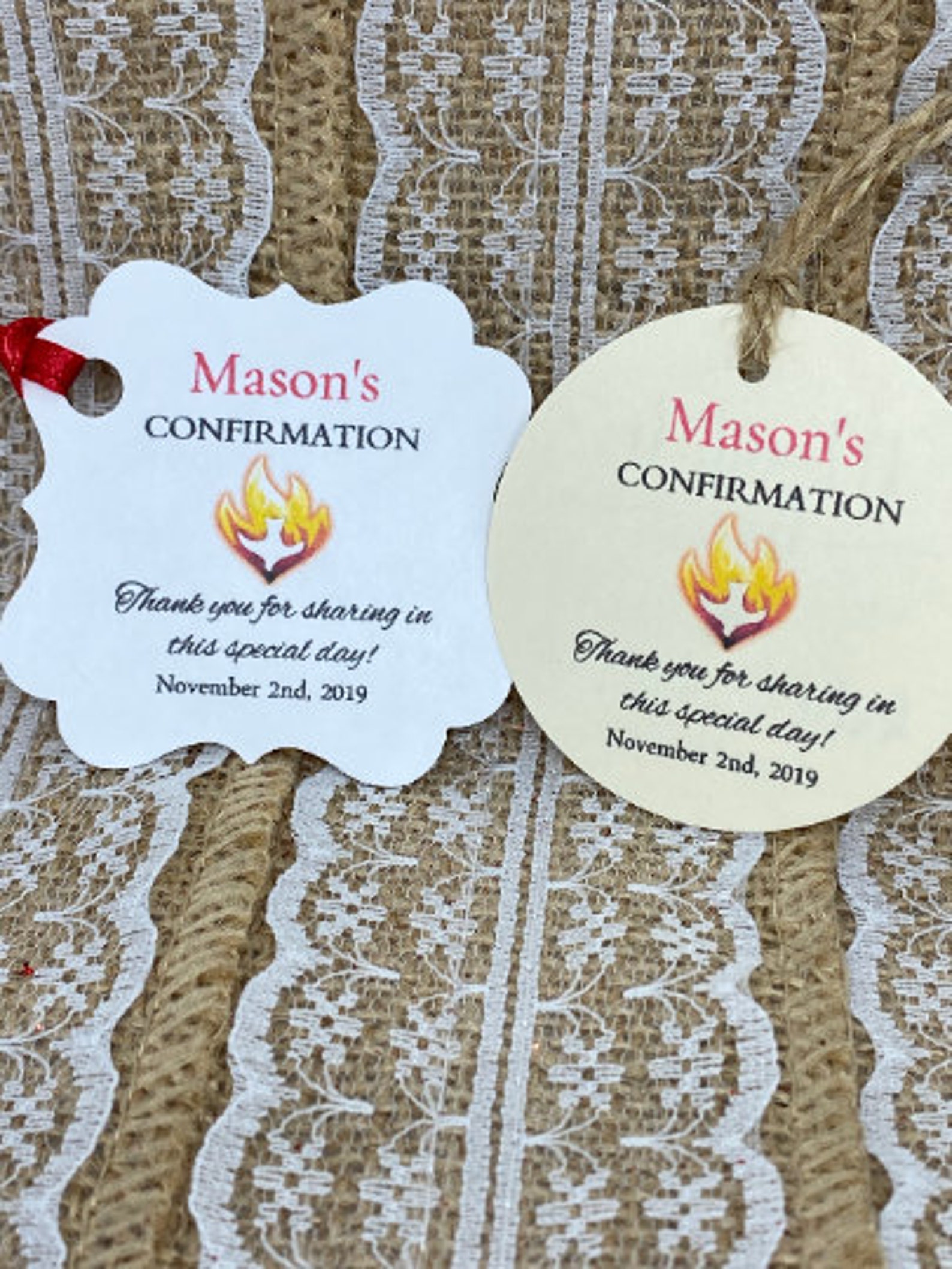 Confirmation Favor Tags Holy Confirmation gift tag Thank You | Etsy