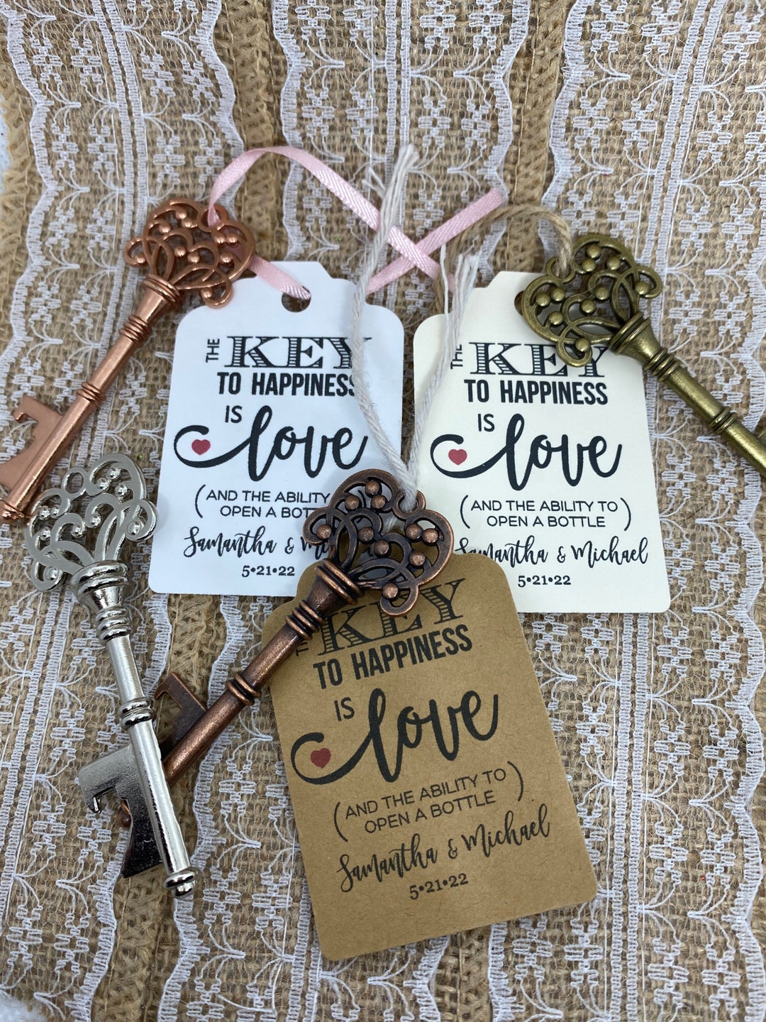 Key Bottle Openers AND Tags, Wedding Favors, Skeleton Key Favors, Key ...