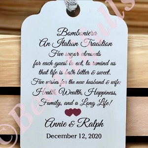 Jordan Almond Favor Tags | Wedding Bomboniere | Greek Wedding | Koufeta ...