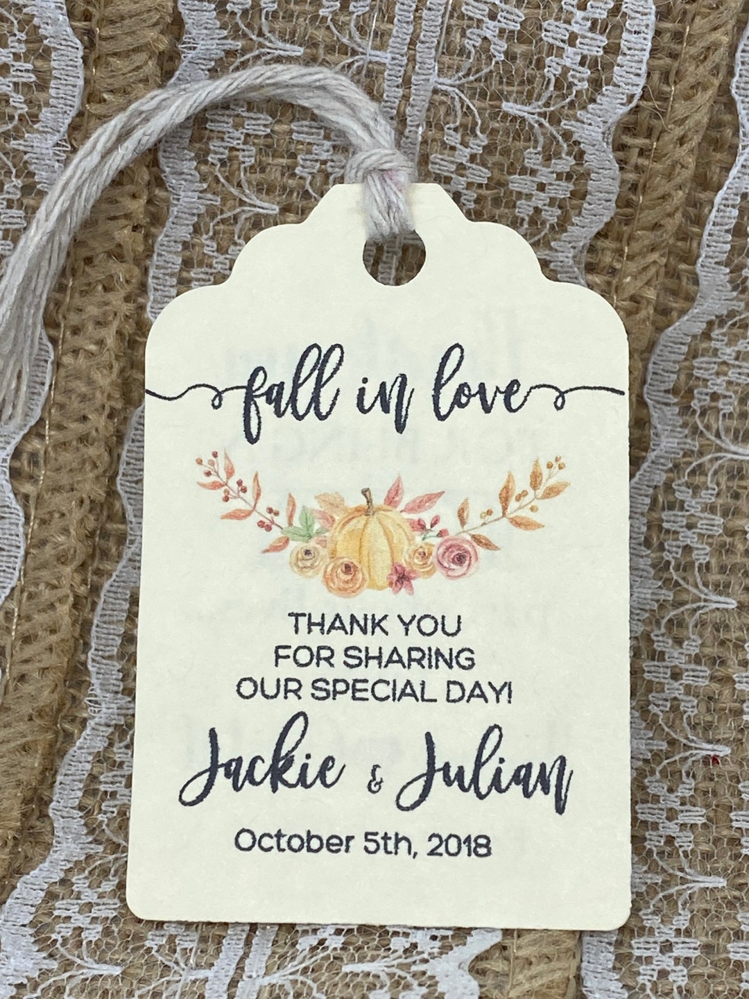 Fall in Love Favor Tags, Wedding Tags, Thank You Tags, Favor Tags, Gift ...