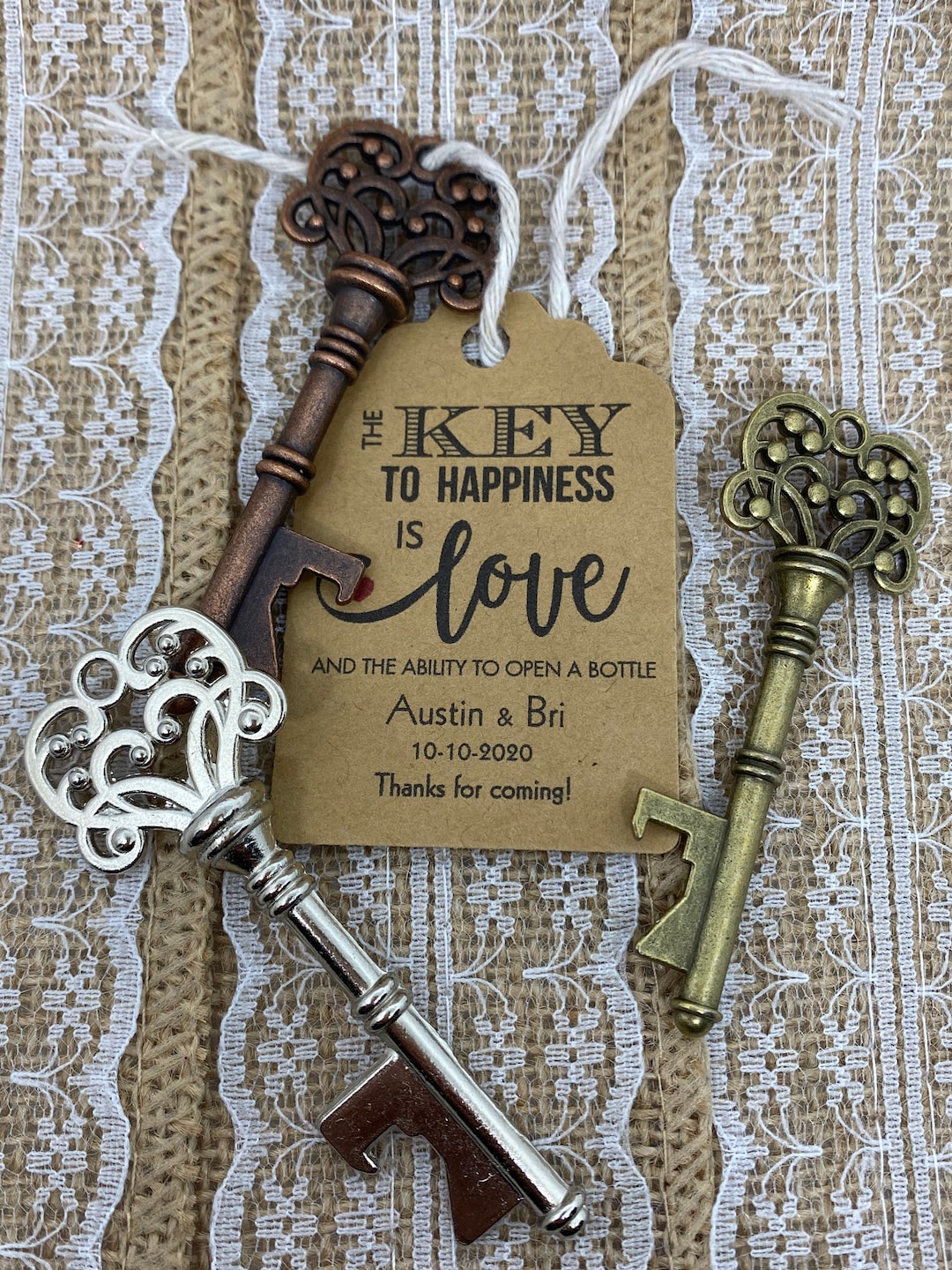 Key Bottle Openers AND Tags, Wedding Favors, Skeleton Key Favors, Key ...