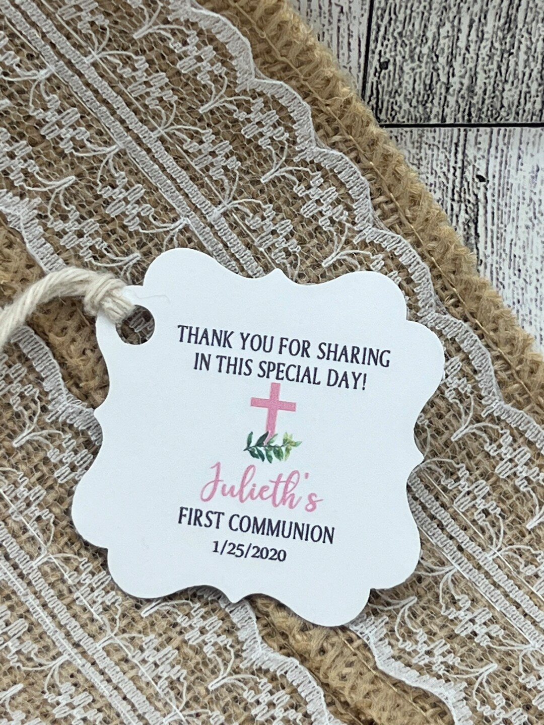 First Communion Favor Tags Girl, First Holy Communion Tags, Praying ...