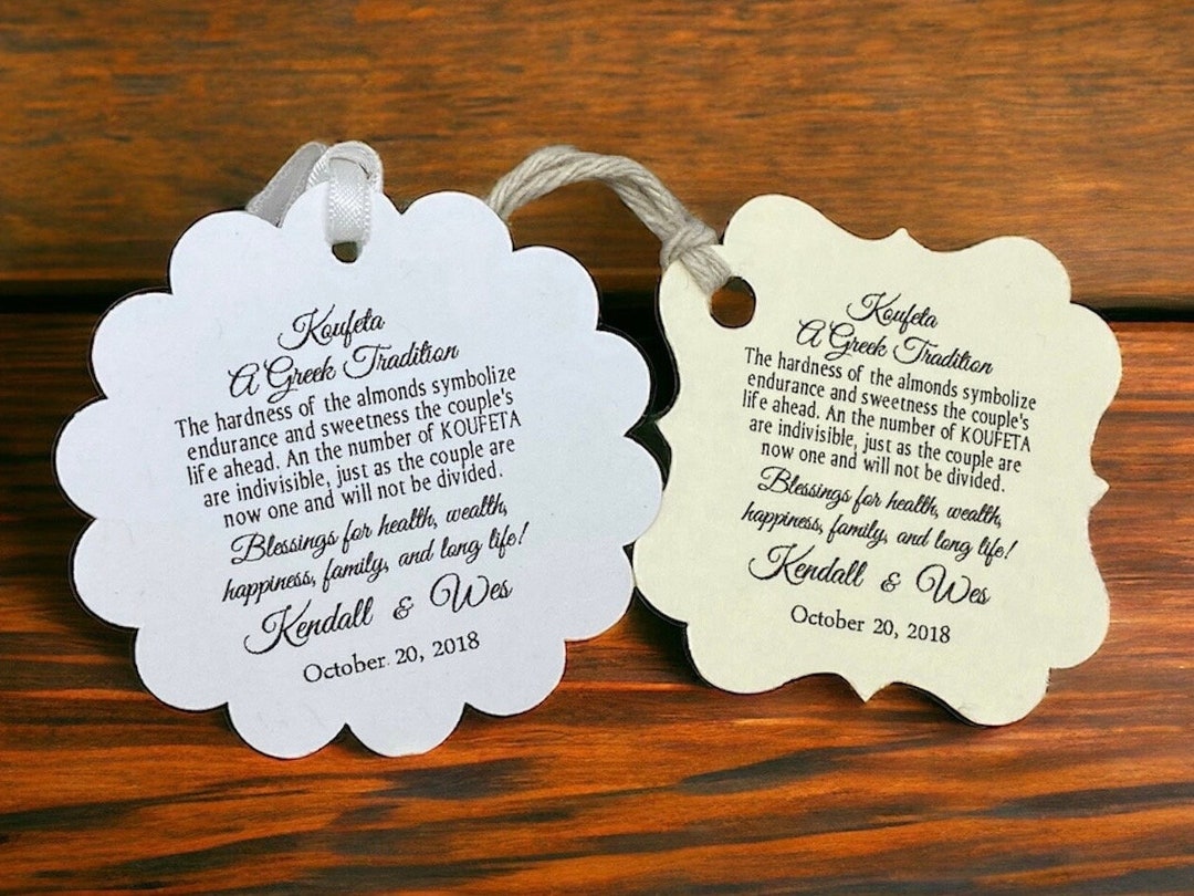 Greek Tradition Favor Tags, Wedding Tags, Jordan Almond Favor TAGS ...