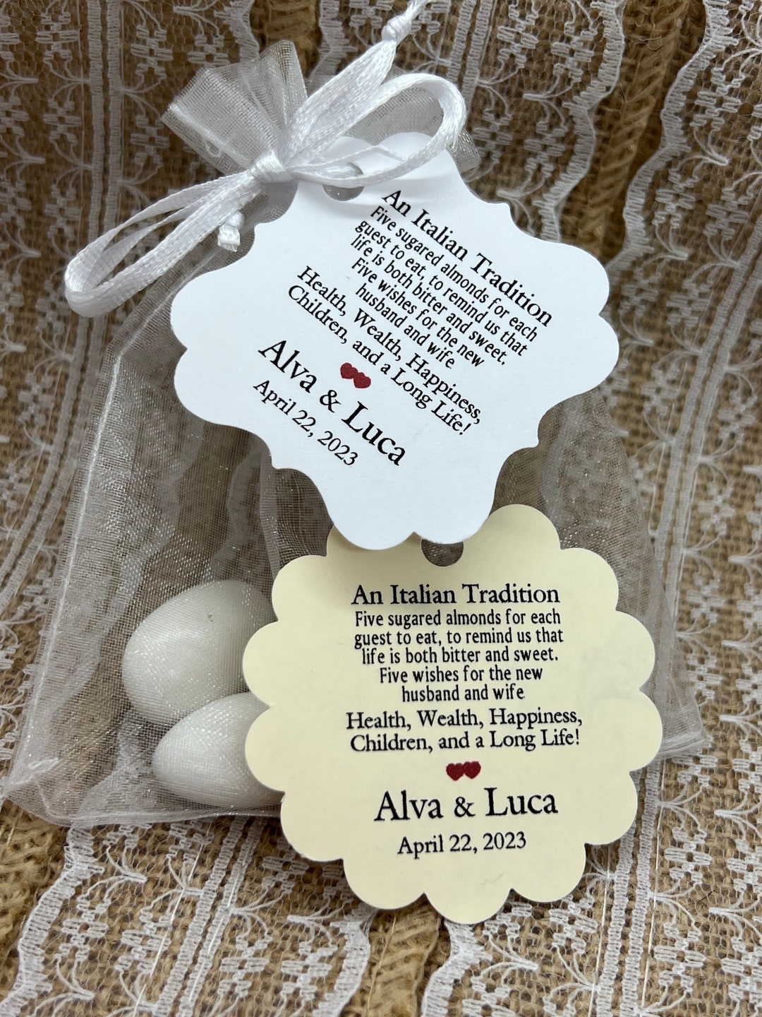 Jordan Almond Favor TAGS, Wedding Tags, Thank You Tags, Favor Tags ...