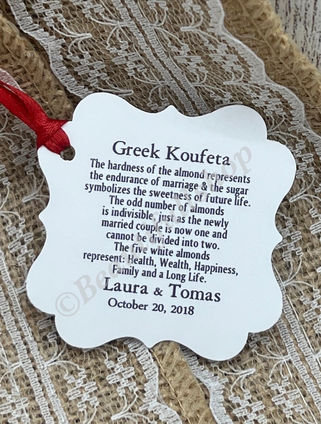 Greek Wedding Favor Tags, Koufeta Tags, Jordan Almond Tags - Etsy