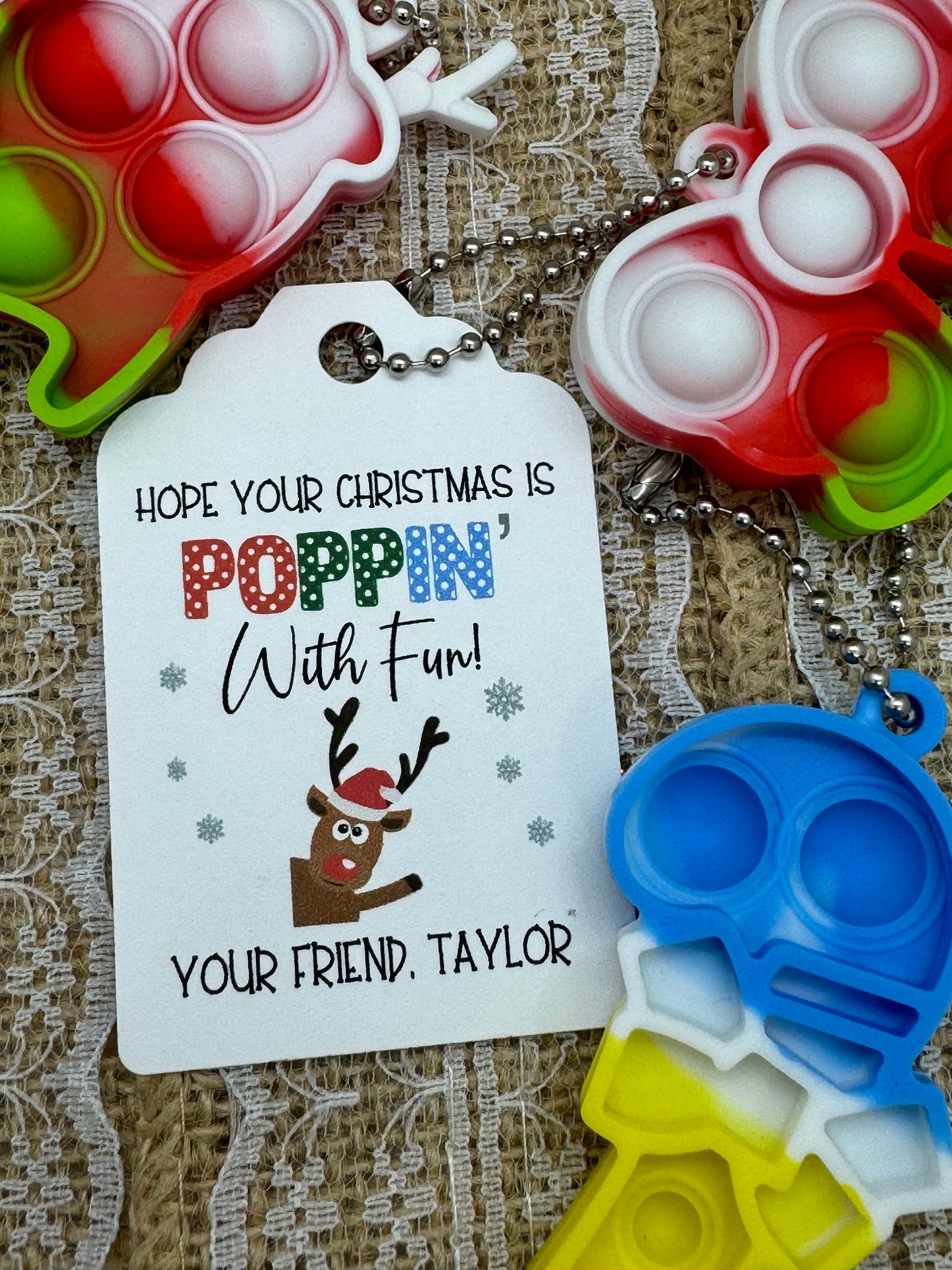 Christmas/holiday Pop-it Keychains *personalized* Holiday Gift for Boys ...