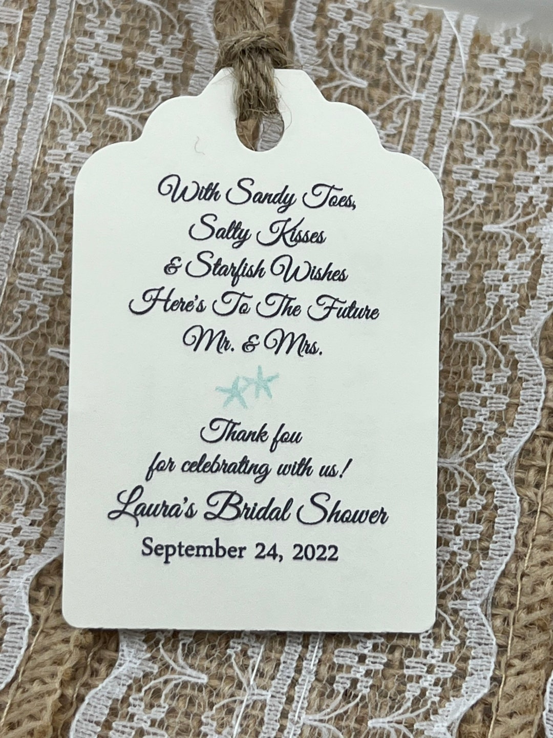 STARFISH TAGS, Sandy Toes and Salty Kisses, Starfish Favor Tags ...