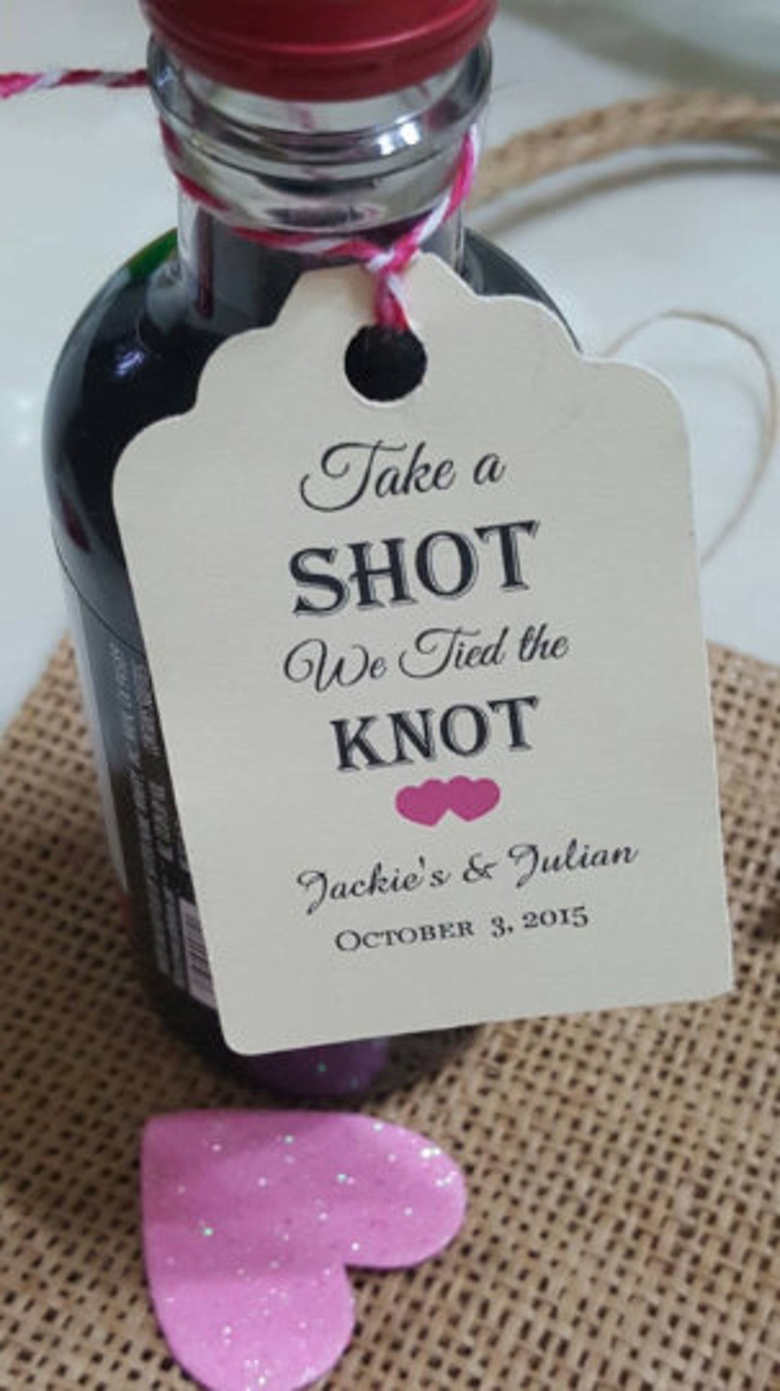 Shot Favor Tags, Wedding Tags, Take a Shot We Tied the Knot, Thank You ...