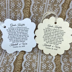 Greek Tags, Wedding Tags, Thank You Tags, Gift Tags, Jordan Almond ...