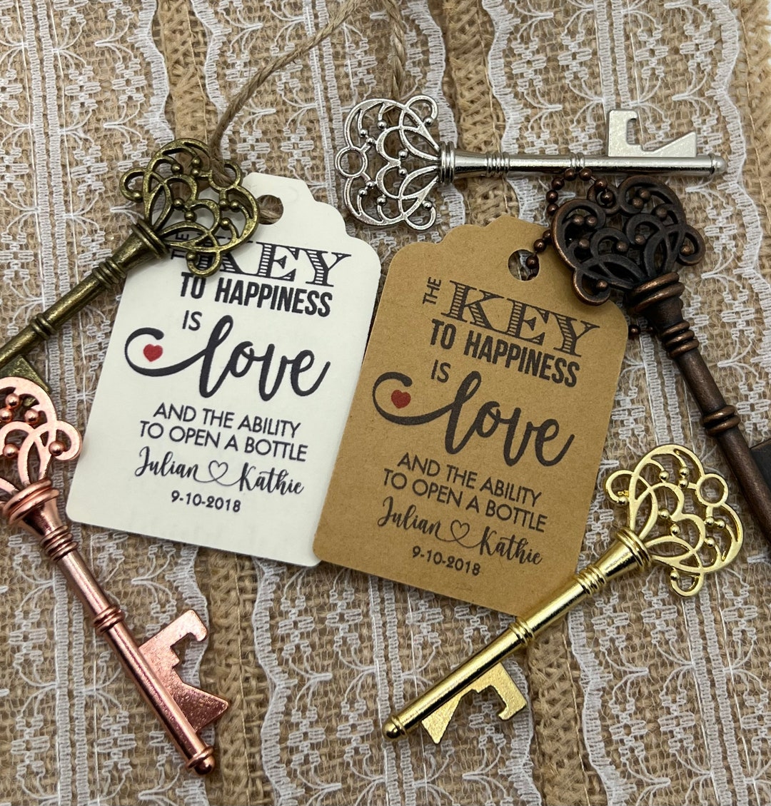 Key Bottle Openers AND Tags, Wedding Favors, Skeleton Key Favors, Key ...