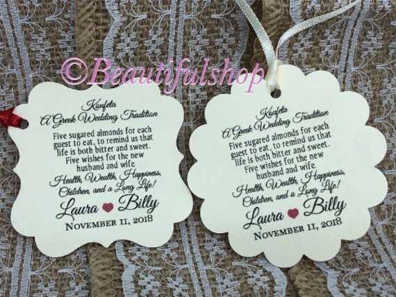 Greek tradition Favor Tags Wedding tags Thank You tags | Etsy