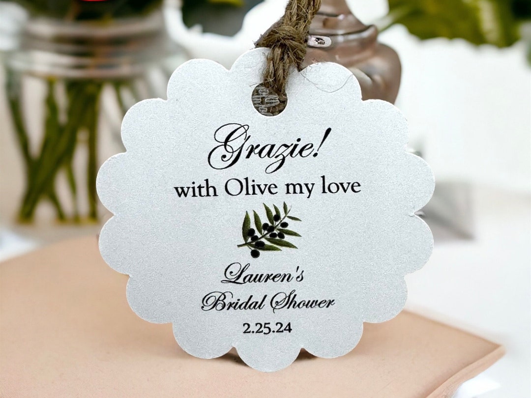 Olive Oil Favor Tags, Wedding Tags, Olive Tags, Gift Tags, Shower Favor ...