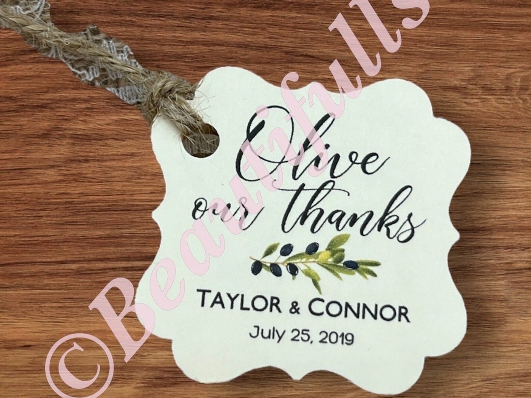 Olive Oil Favor Tags, Wedding Tags, Olive Tags, Gift Tags, Shower Favor ...