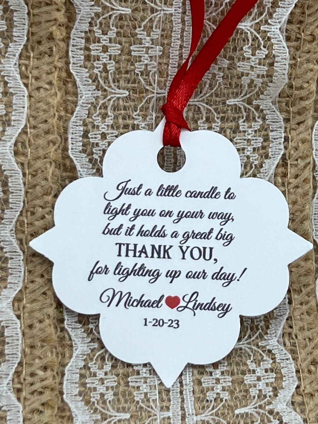 Candle Favor Tags, Wedding Tags, Thank You Tags, Gift Tags, Bridal ...
