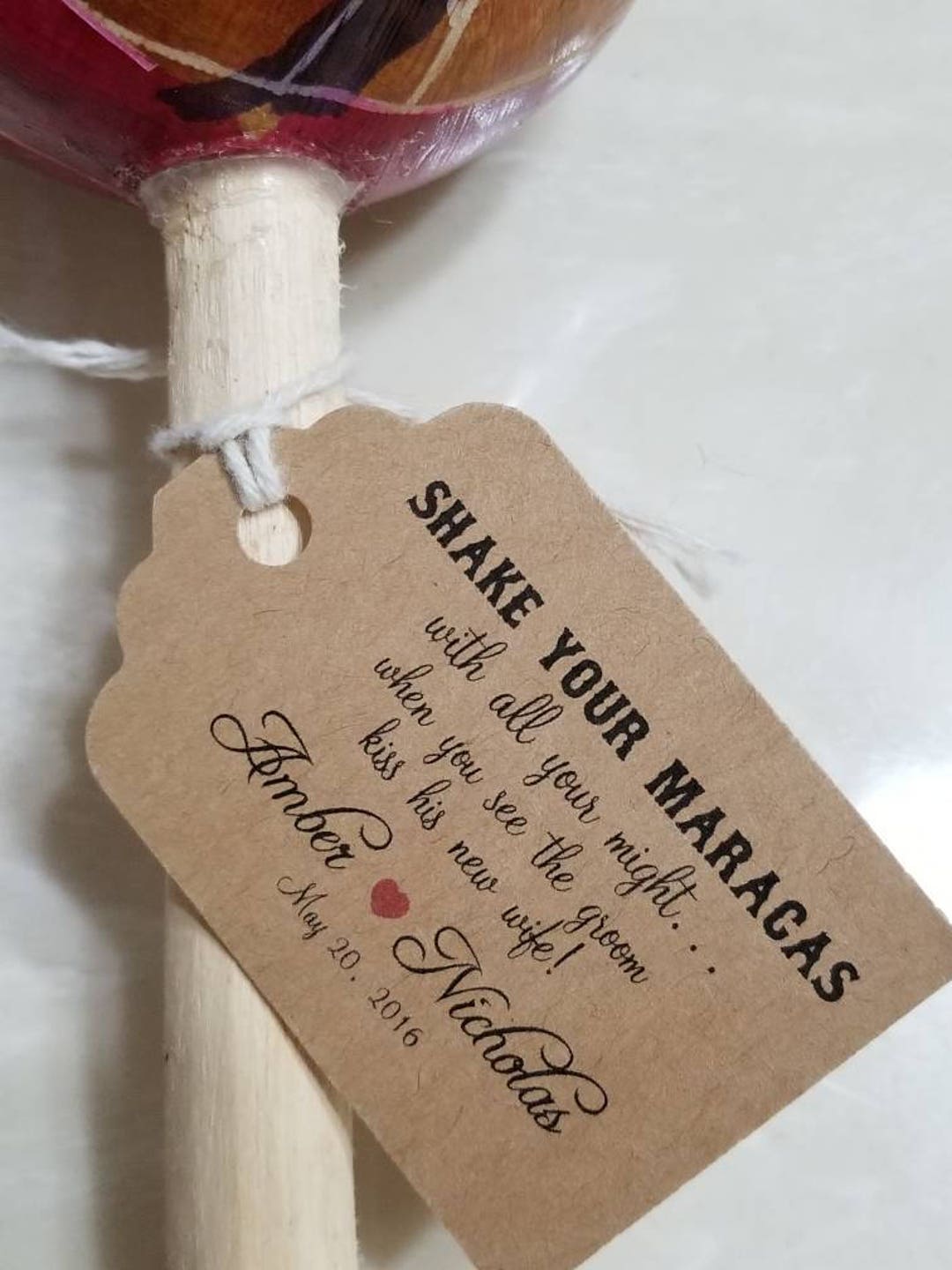 MARACAS Tags, 2.5"l X1.8"w, Wedding Tags, Thank You Tags, Favor Tags ...