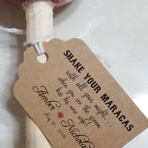 MARACAS Tags, 2.5"l X1.8"w, Wedding Tags, Thank You Tags, Favor Tags ...