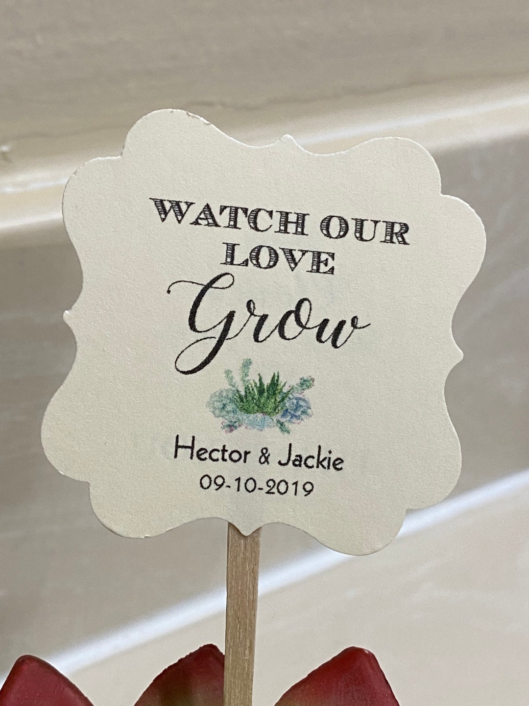 Let Love Grow, Tags With Stick, Wedding Tags, Thank You Tags, Favor ...