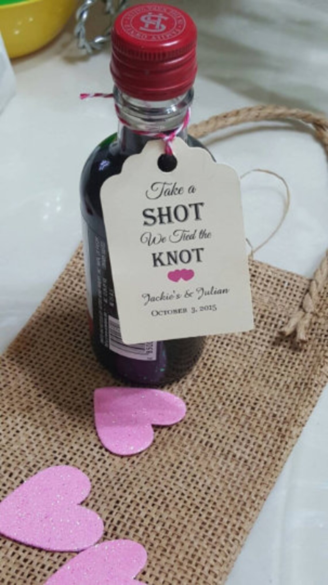 Shot Favor Tags, Wedding Tags, Take a Shot We Tied the Knot, Thank You ...