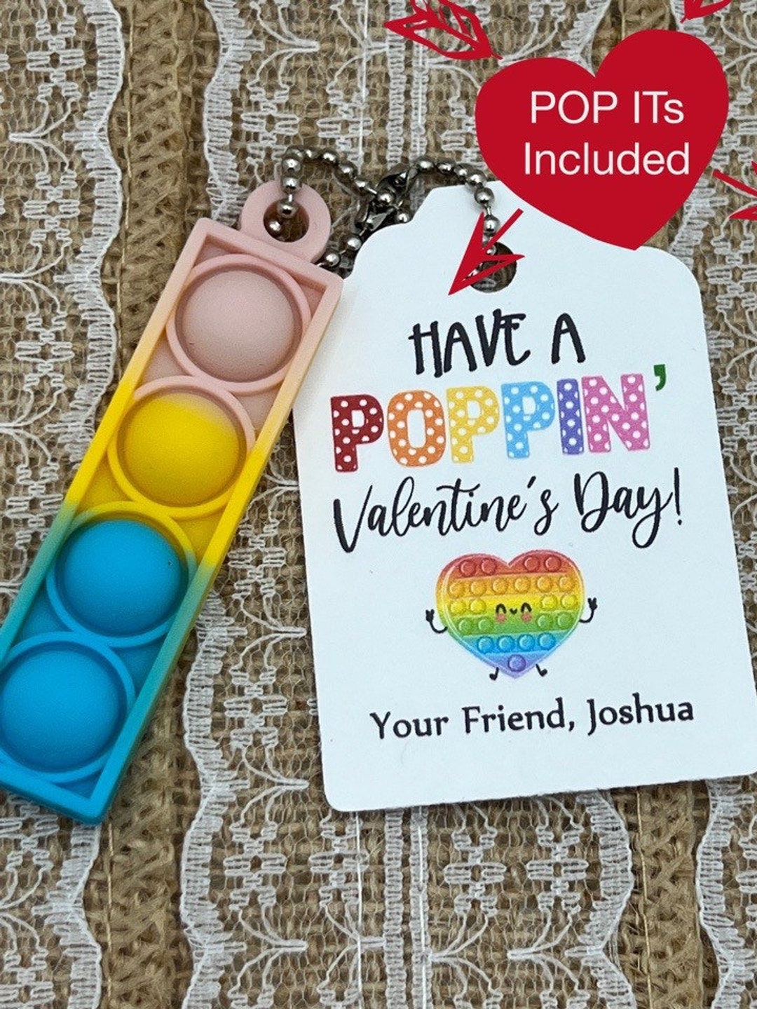 Class Set Valentine’s Day Cards and Pop It Keychains, Personalized ...