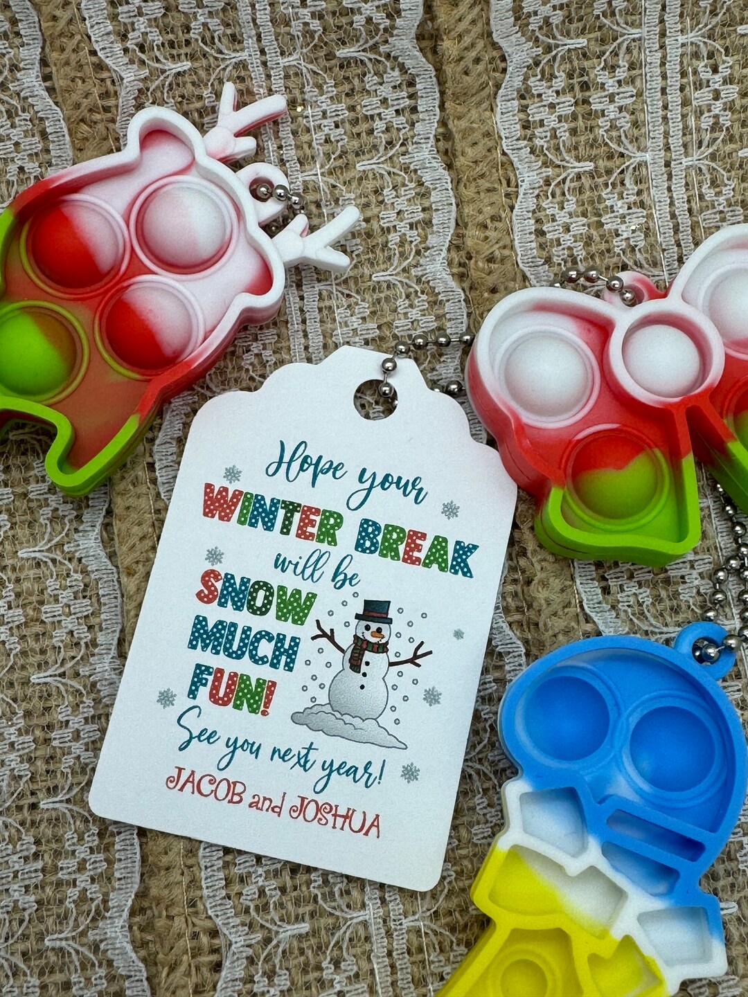 Christmas/holiday Pop-it Keychains *personalized* Holiday Gift for Boys ...