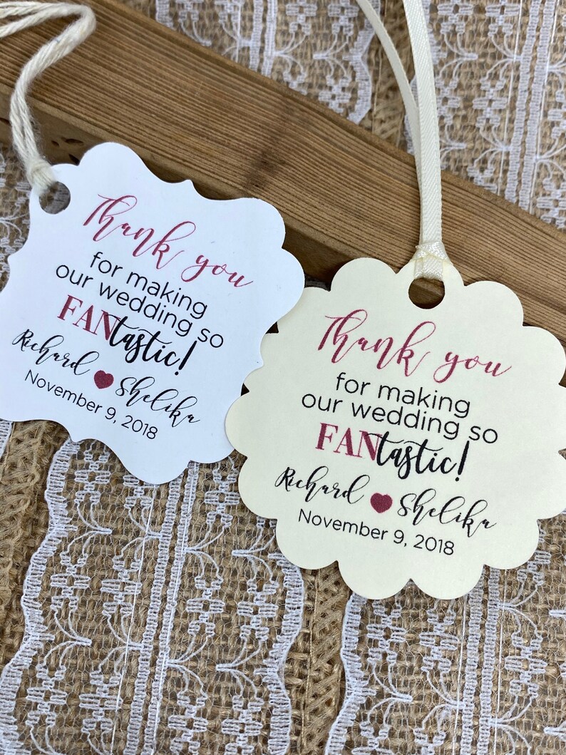 Fan Tags Personalized Favor Tags Wedding Tags Love Thank - Etsy