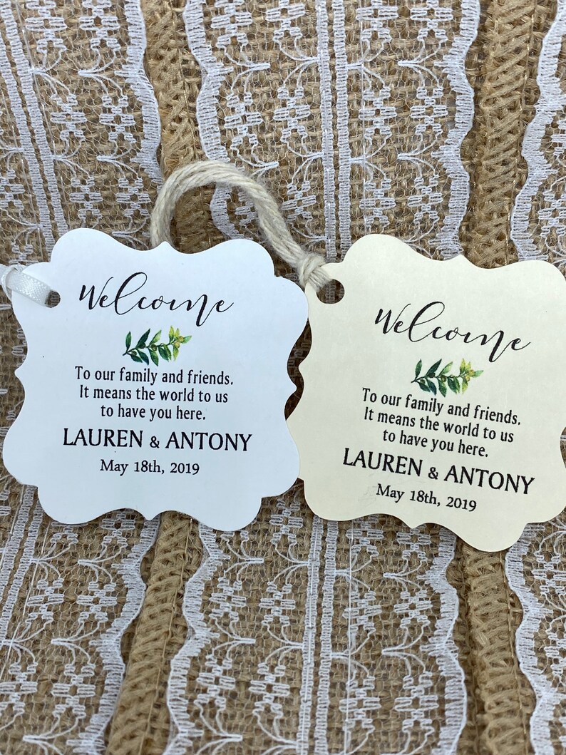 Welcome Tag, Greenery Tags, Wedding Welcome Tags, Wedding Tags, Gift ...