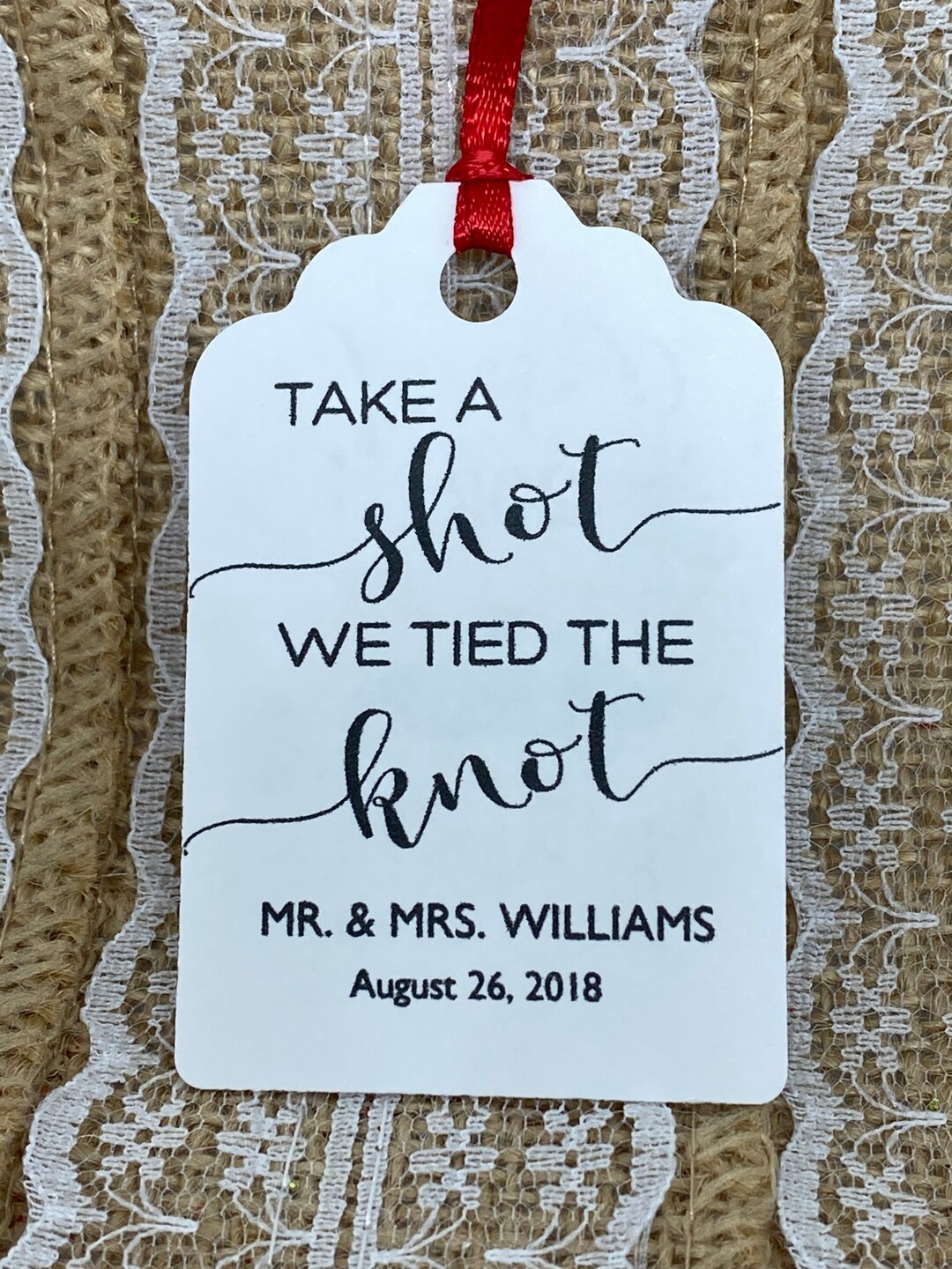 Shot Favor Tags, Wedding Tags, Take a Shot We Tied the Knot, Thank You ...